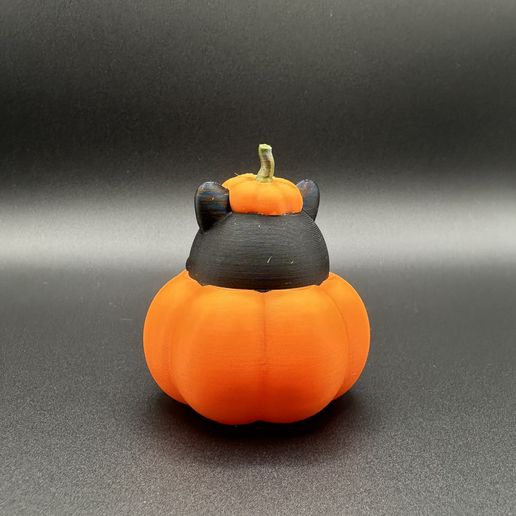 🐱 Cat in Pumpkin | Halloween・Free STL File for 3D printing・Cults