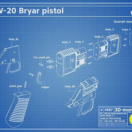 🔫 MW-20 Bryar Pistol - Cassian Andor Blaster・Free STL File for 3D ...