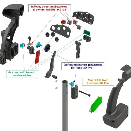 🕹️ Custom joystick - Extreme 3D Pro conversion・Free 3D File for ・Cults