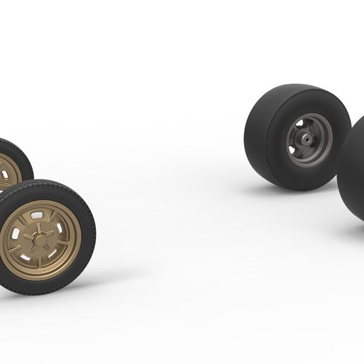 🛞 Wheel set of Vintage Front engine dragster Version 2 Scale 1:25・ 3D ...