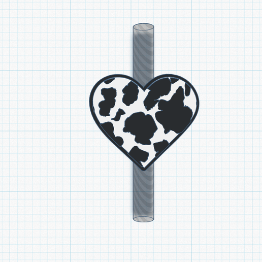 🐄 Cow Print Heart Straw Topper・ STL File for 3D printing・Cults