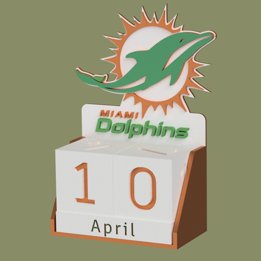 📅 MIAMI DOLPHINS NFL DESKTOP CALENDAR・ STL File for 3D printing・Cults