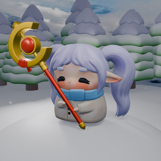 🌨️ Frieren Ultrachibi snow & sleepy・ STL File for 3D printing・Cults