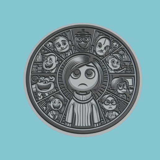 3D file Inside Out Movie Medallion Inside Out 3d Model Stl Obj 🎬 ・3D ...