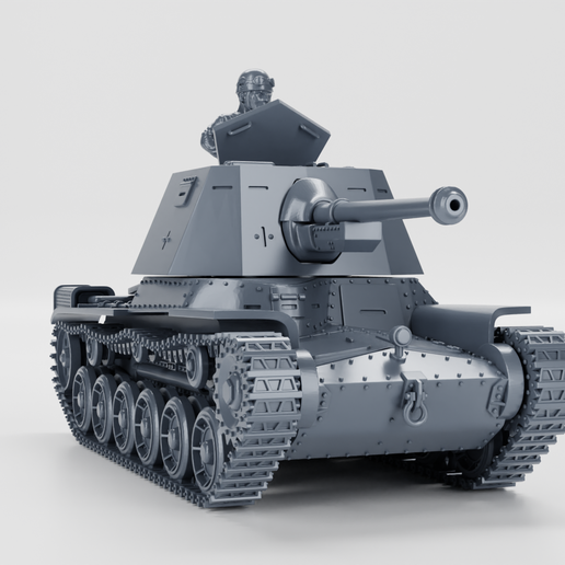 🔫 Type 3 Ho-Ni III Self-propelled gun + 2 Tankmen (Japan, WW2)・ 3D File ...