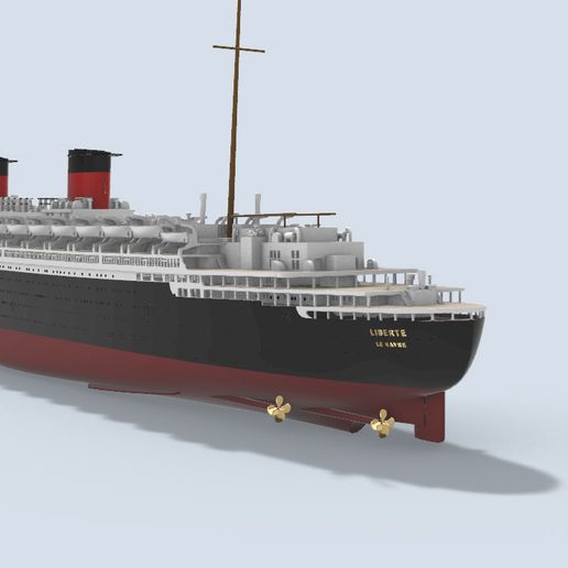 🌊 SS LIBERTE ocean liner (1950 version) printable model - full hull and ...