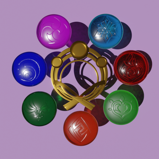 🎲 Inazuma Region Vision - Genshin Impact・Free STL File for ・Cults