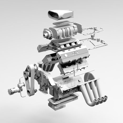 🚙 Blown Ford 427 SOHC CAMMER 1970s・ 3D File for 3D printing・Cults