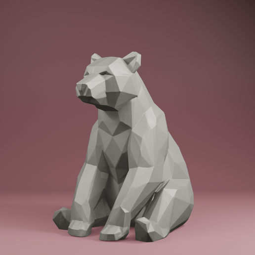 🐻 Low Poly Sitting Bear – 3D Printable Polygonal Animal STL・ STL File ...