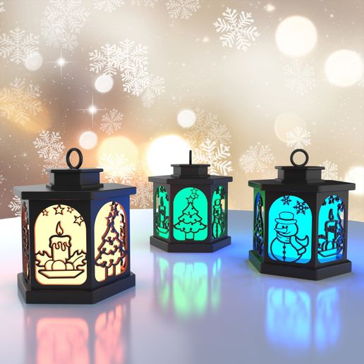 STL file 3D Christmas Lamp, Christmas Lantern, Night Light, Candle ...