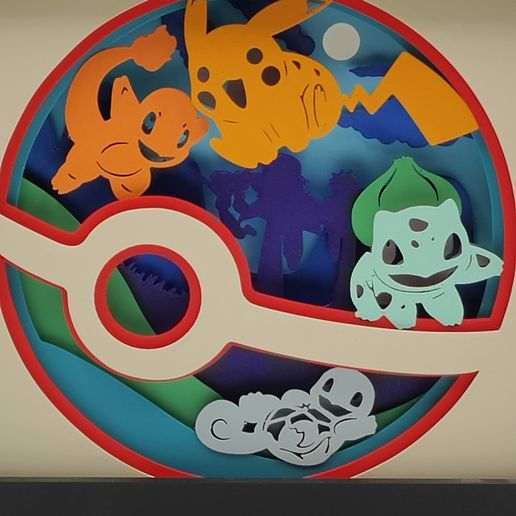 📦 Pokémon Starter Tribute Shadow Box・Free STL File for 3D printing・Cults