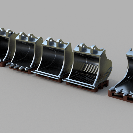 🚜 1/87 - HO Scale - Excavator Buckets Europallets Cargo Train・ OBJ File ...