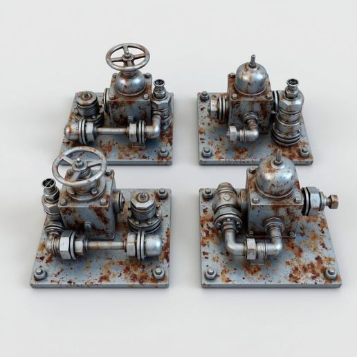 🎲 Rusty Pipes & Valves・Free 3D File for 3D printing・Cults