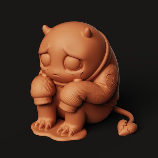 😈 Sad Little Devil STL | Cute Demon 3D Print | Emotion Art Toy・ STL ...