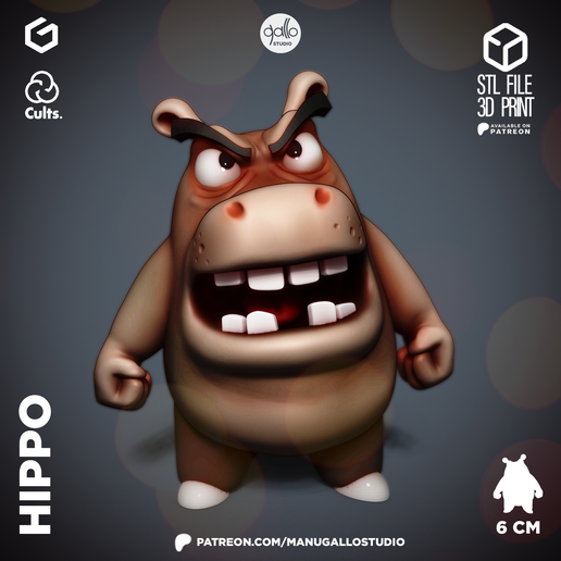 Fichier STL HIPPO_ANGRY 🦛 ・Objet pour impression 3D à télécharger・Cults