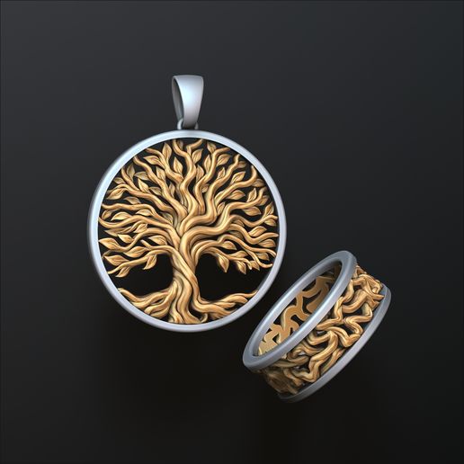 🌳 Tree Branches Pendant Ring Collection 3D print models・ 3D File for 3D ...