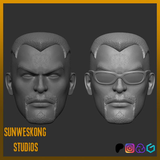 🧛 Blade Neutral Headsculpt・ STL File for 3D printing・Cults