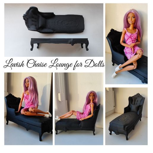 🧸 Lavish Chaise Lounge for Dolls 1:6・ STL File for 3D printing・Cults
