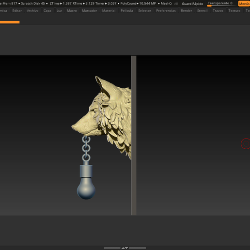 🐺 (Guardian Wolf Wall Lamp・ OBJ File for 3D printing・Cults
