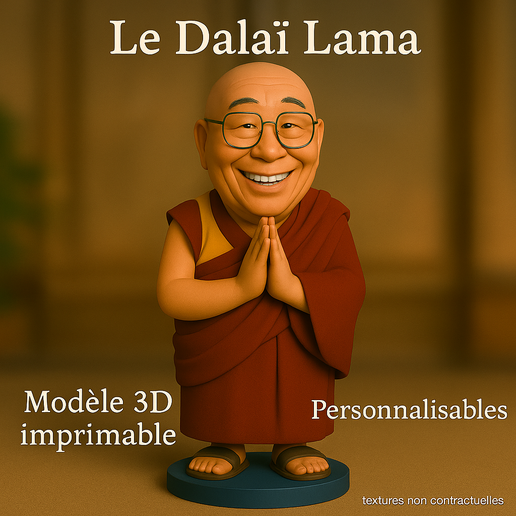 👫 Dalai Lama - Figurine (Toon)・ STL File for 3D printing・Cults