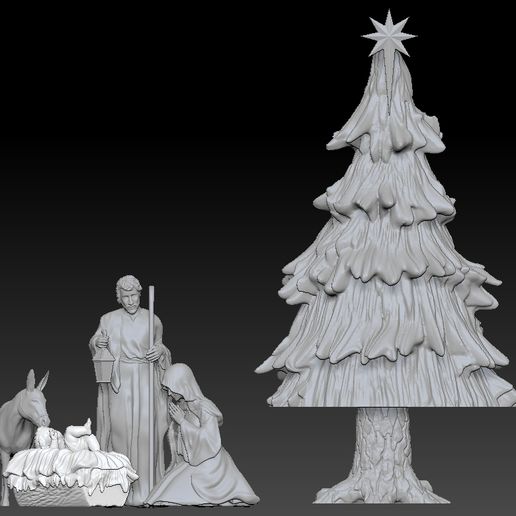 STL file Nativity Crib figures 3D print model HOLY FAMILY STATUE 🎄 (OBJ ...