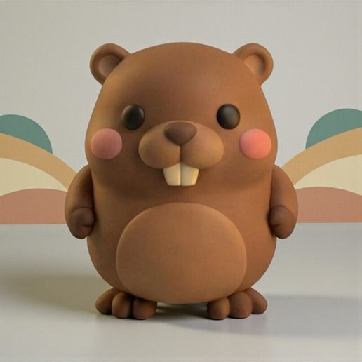 🦫 Cute Chubby Beaver Toy Figure – Adorable Cartoon Animal Collectible ...