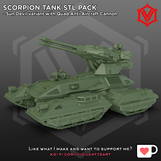 🦂 UNSC SCORPION TANK STL PACK - 30MM・Free STL File for 3D printing・Cults