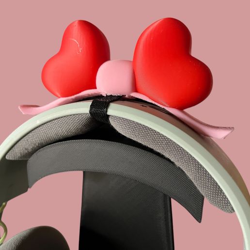 💜 Cute heart bow headset attachment, headphones decor tech accessory ...
