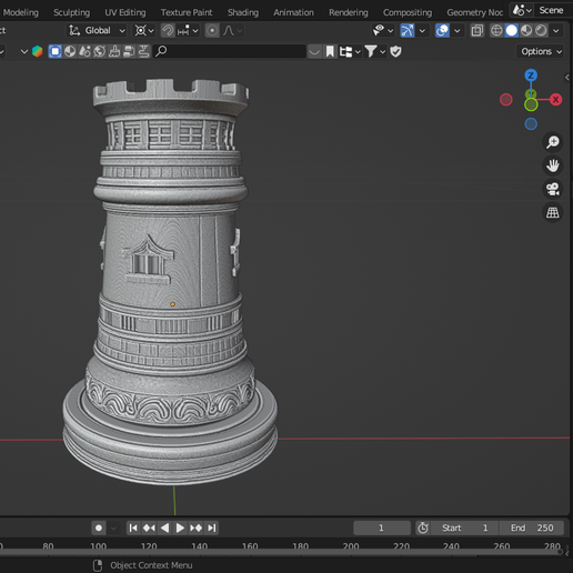 ♟️ Medieval Japanese Rook Chess Piece・ STL File for 3D printing・Cults