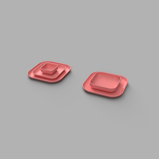 🟪 1/12 Scale Miniature Square Dinner Set (4 Pieces) STL for Dollhouses ...
