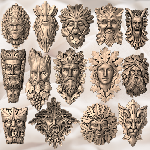 👨 14 Green Man STL Files for CNC & 3D Printing – Pagan Wall Art ...
