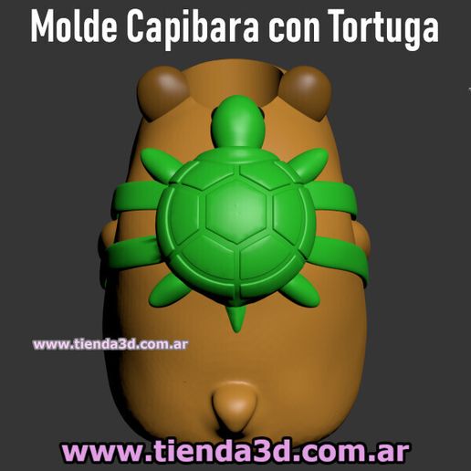 🐢 Capybara Mold with Turtle Backpack・Archivo STL para Impresión 3D・Cults
