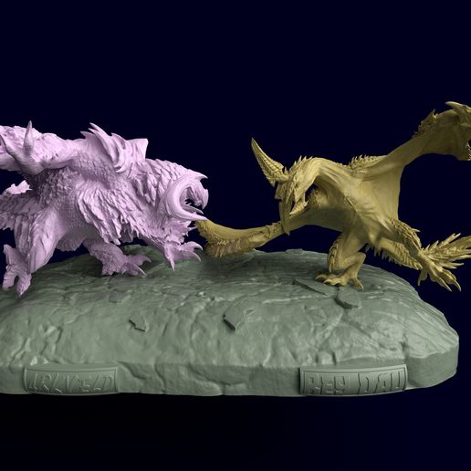 👹 Monster Hunter Wilds: Arkveld vs Rey Dau・ 3D File for 3D printing・Cults
