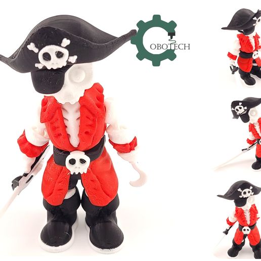 🦴 Articulated Bone Pirate by Cobotech, Skelly Pirate, Skeleton Pirate ...