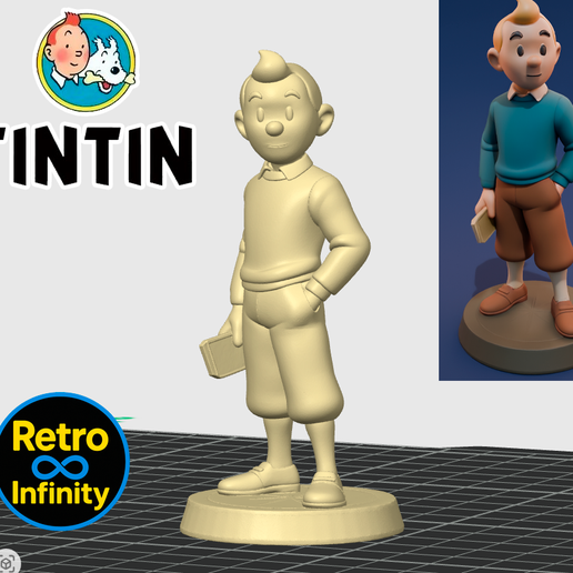 ♾️ Tintin - The Adventures of Tintin 3D figure Retro Infinity style ...
