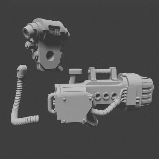 🔫 Heavy plasmotic gun UPSCALED Heavy weapon - 3 poses・ STL File for ・Cults