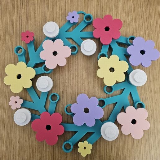 💐 Big Spring Flowers Lego Wreath・Free STL File for 3D printing・Cults