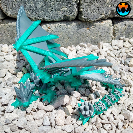 🐉 Armored Spike Dragon, Powerful Four Winged Dragon, Flexible, Print In ...
