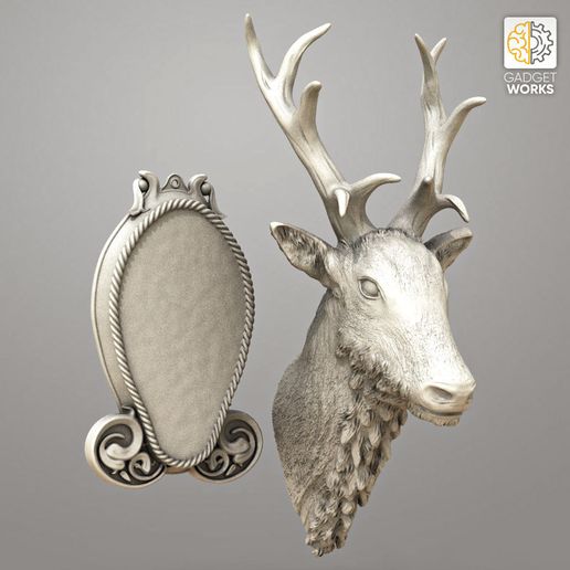 🏆 Stag Head Trophy with 2 wall plaques・ STL File for 3D printing・Cults