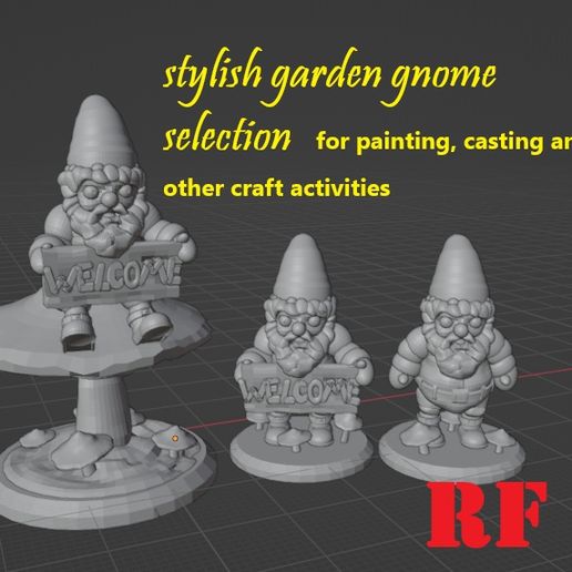 OBJ file garden gnome selection 🧝 ・3D printing idea to download・Cults