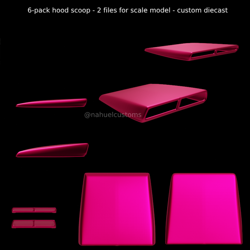 🧸 6-pack hood scoop - 2 files for scale model - custom diecast・ STL ...
