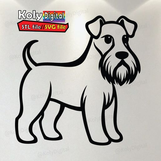 🎨 Miniature Schnauzer wall line art・Archivo STL para Impresión 3D・Cults