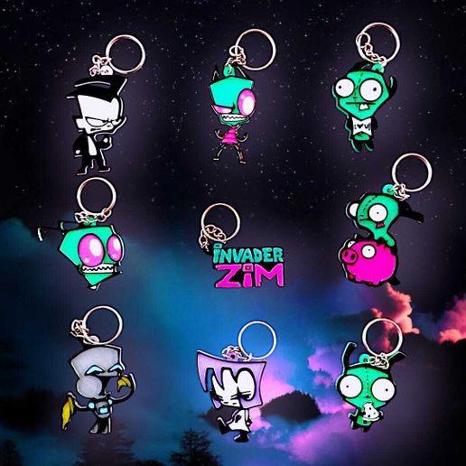🔑 KEY CHAIN / KEY RINGS : INVADER ZIM / INVADER ZIM・ STL File for 3D ...