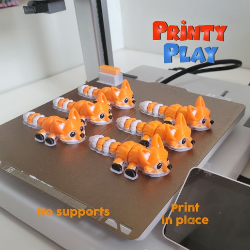 🦊 Cute mini Flexi Fox・ STL File for 3D printing・Cults