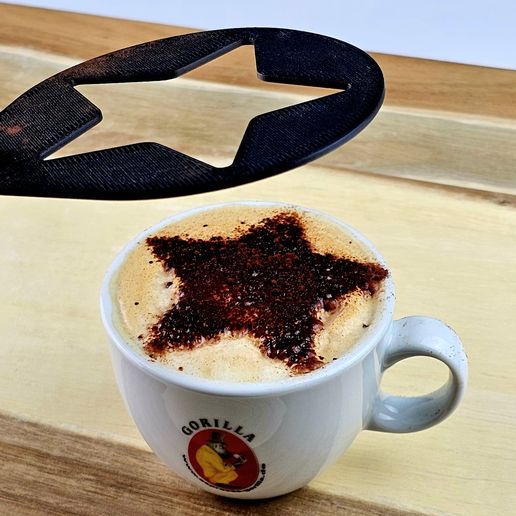 Free STL file Cappuccino Cocoa Star Stencil Quick Latte Art Template ⭐ ...