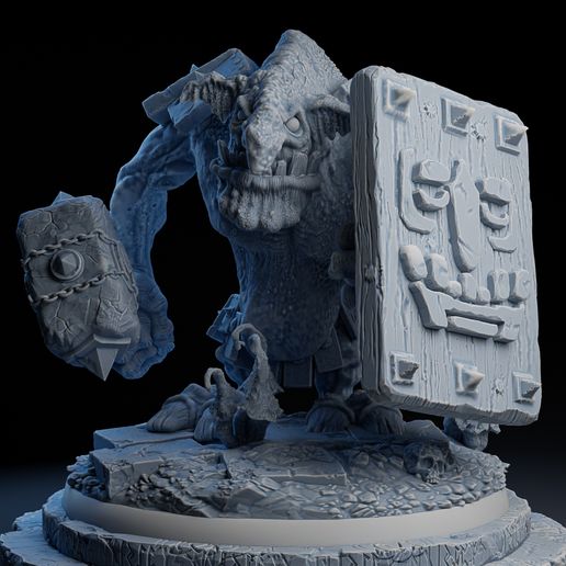 🧌 Troll with Shield・ 3D File for 3D printing・Cults