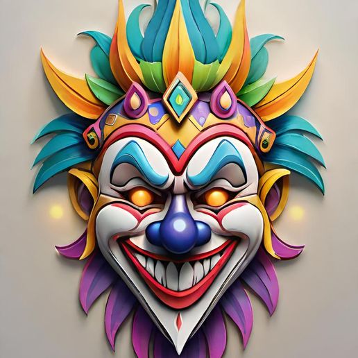 Archivo 3D colorful clown mask with vibrant details 🎨 ・Idea de ...