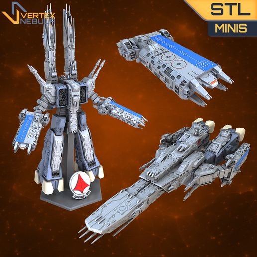 🤖 VDN-1 Fortress (1/7500 Scale Minis) Robot and Carrier Modes・ 3D File ...