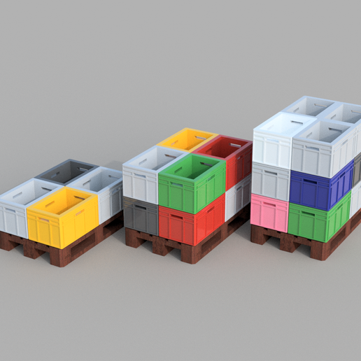 OBJ file 1/87 - HO Scale - Rako Boxes on Europallets Cargo Trains 🚂 ・3D ...