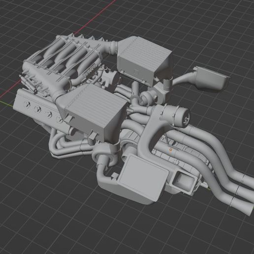 STL file Ferrari F40 Engine Block Gearbox and Bi-Turbo System Assembly ...